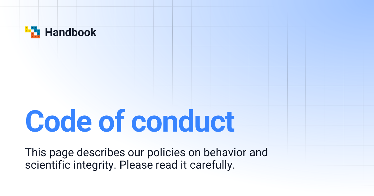 Code of conduct | Handbook